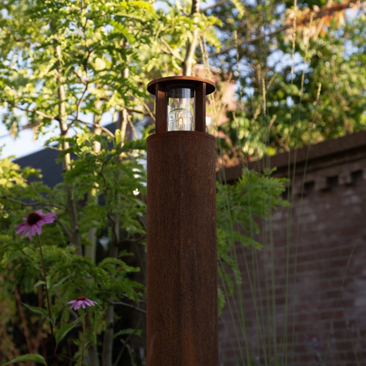 Robuste Gartenlampe Corten - Marina 60 rund | Nostalux.de
