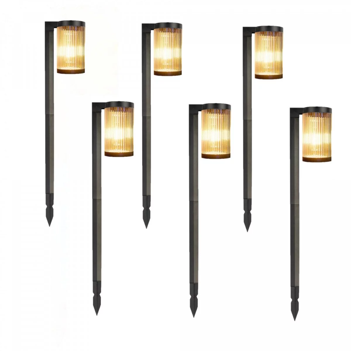 6 Solar-Gartenlampen – Aurora Schwarz | Nostalux.de